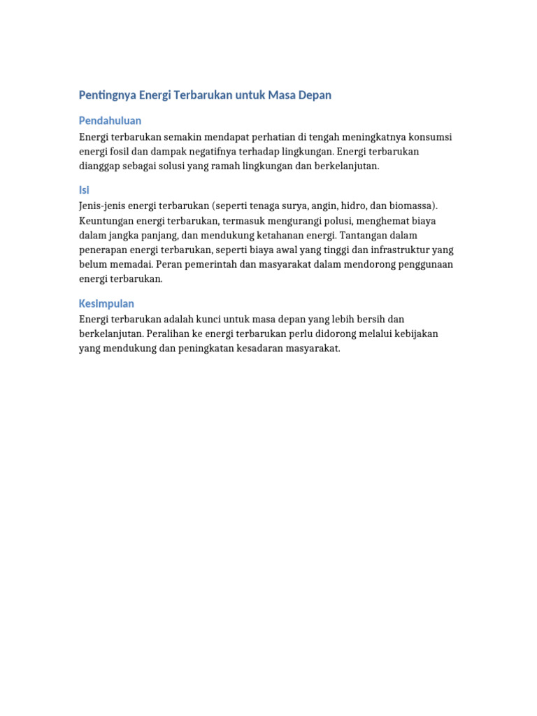 Makalah 5 Pentingnya Energi Terbarukan Untuk Masa Depan | PDF