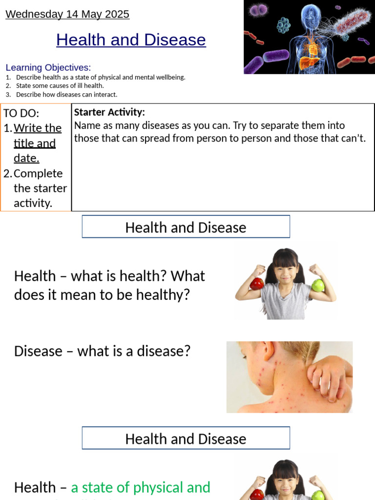 Lesson 1 Health and Disease | PDF | Infection | Immune System
