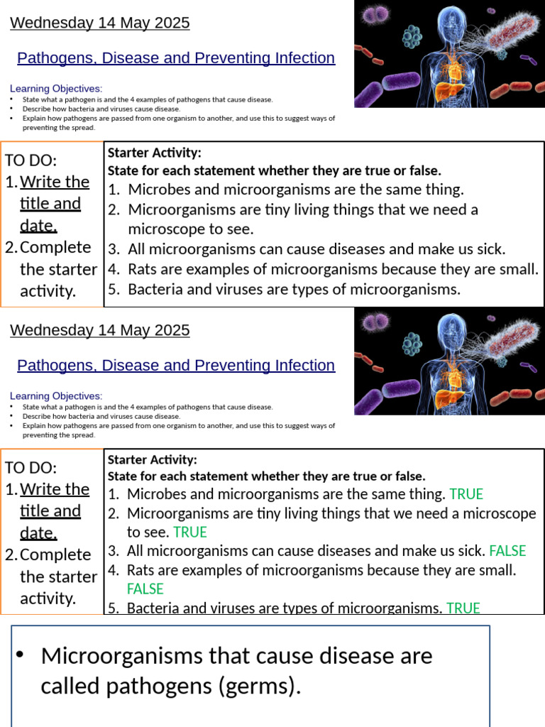 Lesson 2 Pathogens, Disease and Preventing Infection | PDF | Pathogen ...