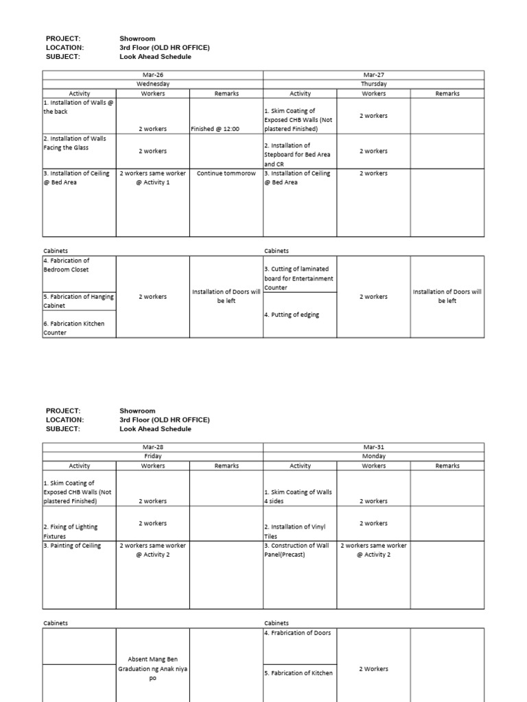 Showroom Look Ahead Schedule 2025 | PDF | Architectural Design ...