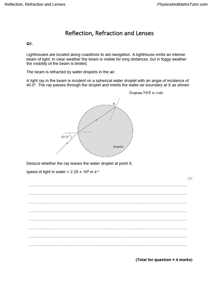 Reflection, Refraction and Lenses | PDF | Eye | Reflection (Physics)