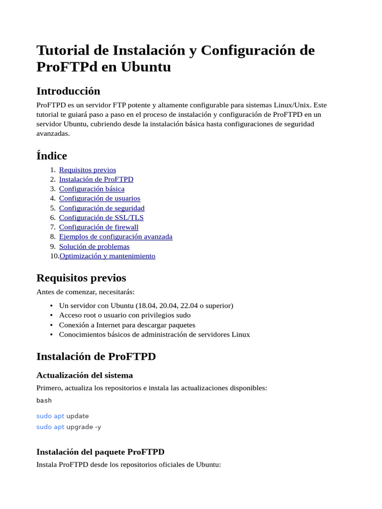 Tutorial de ProFTPd para Ubuntu - Claude AI | PDF | Protocolo de ...