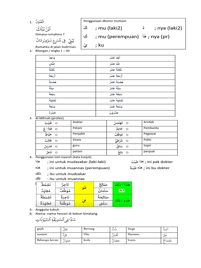 Rangkuman Bahasa Arab | PDF