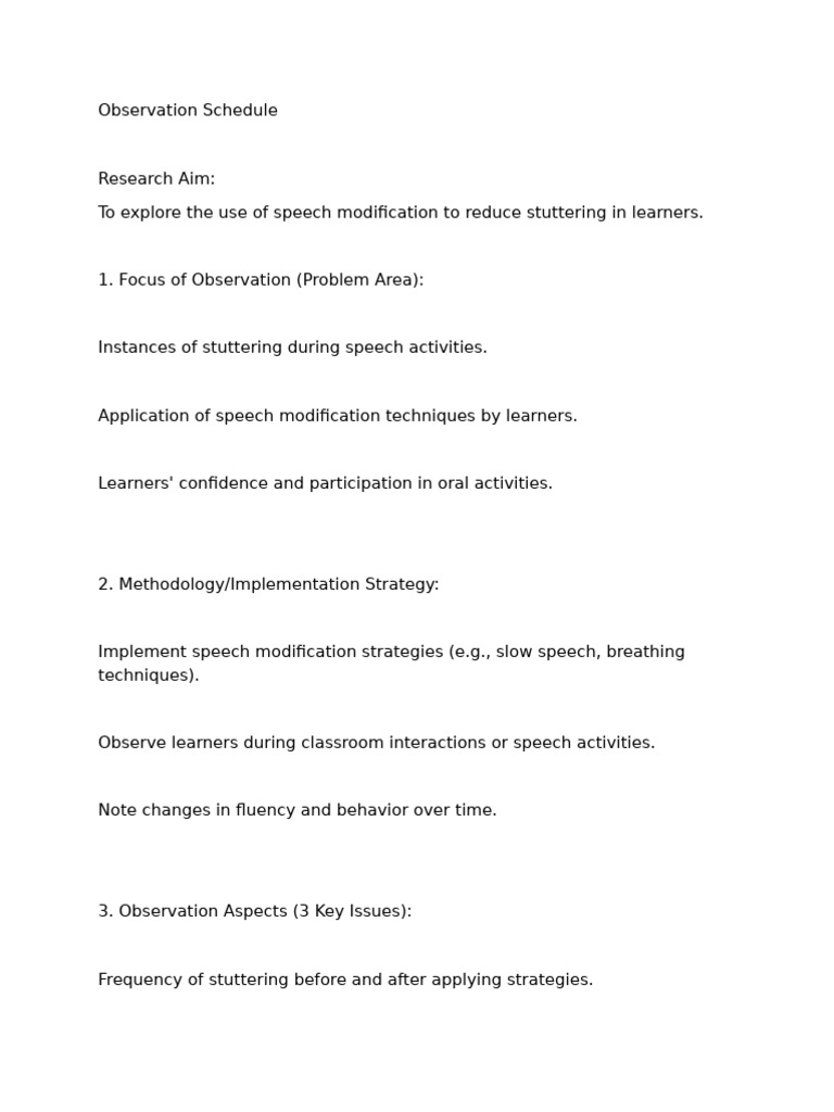 Observation Schedule | PDF