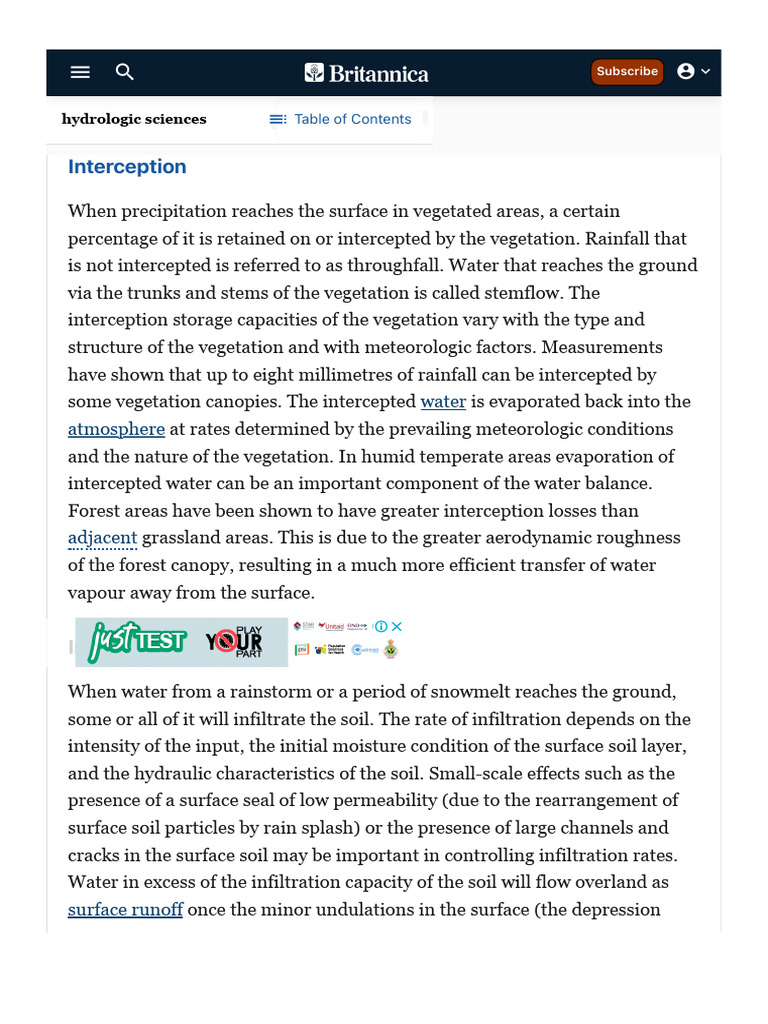 Hydrologic Sciences - Interception - Britannica | PDF | Aquifer ...
