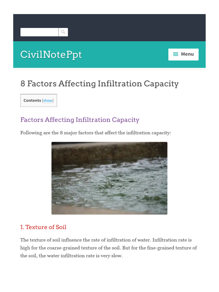 8 Factors Affecting Infiltration Capacity - CivilNotePpt | PDF | Soil ...