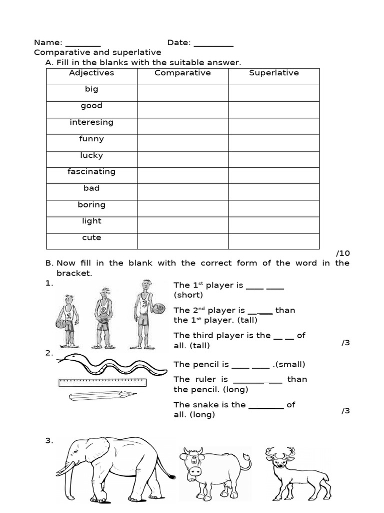 Comparative Superlative Test | PDF