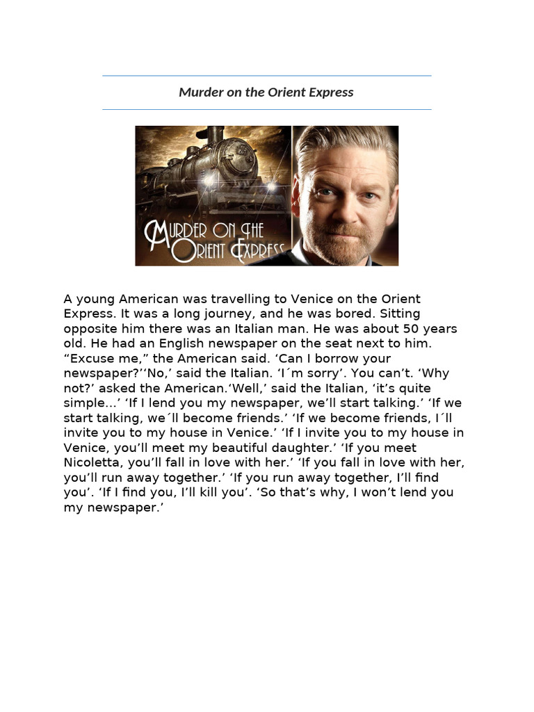 Murder on the Orient Express Story Prompt | PDF