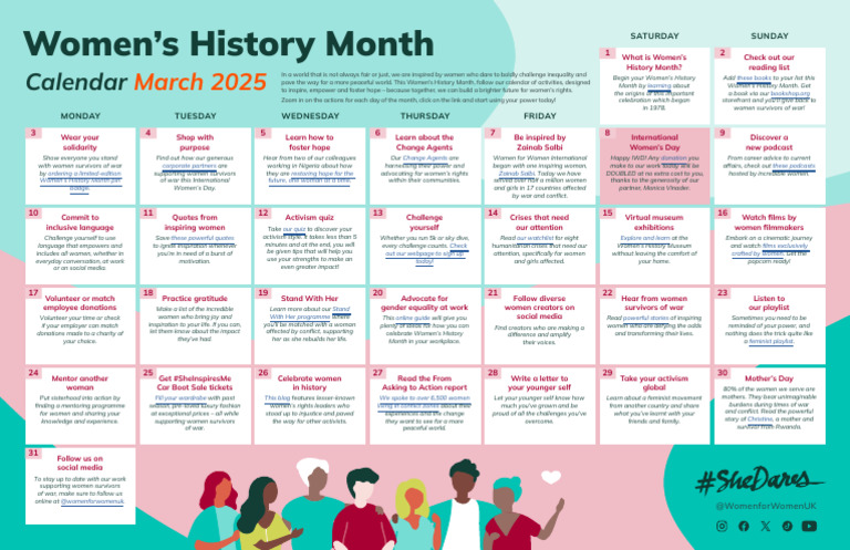 Womens History Month Calendar 2025 | PDF | Feminism | Gender Studies