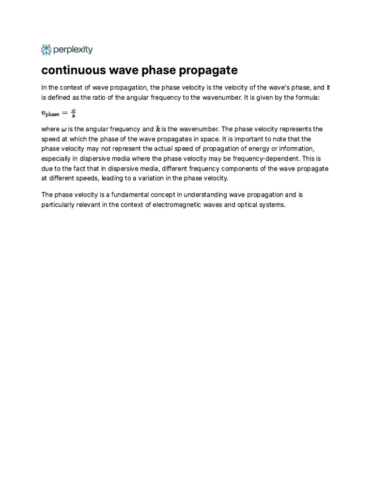 continuous wave phase propagate | PDF