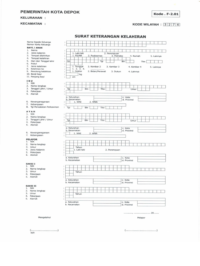 F-2.01 Akta Kelahiran | PDF