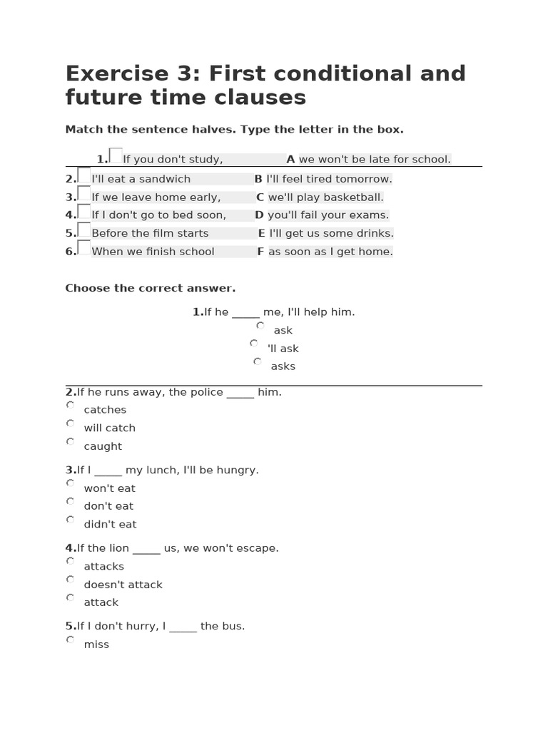 Time Clauses 1st Conditional | PDF