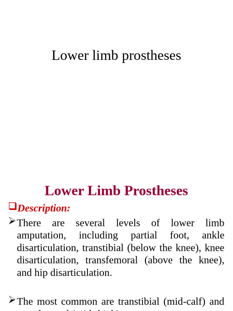 Types of Lower Limb Prostheses Explained | PDF | Prosthesis | Foot