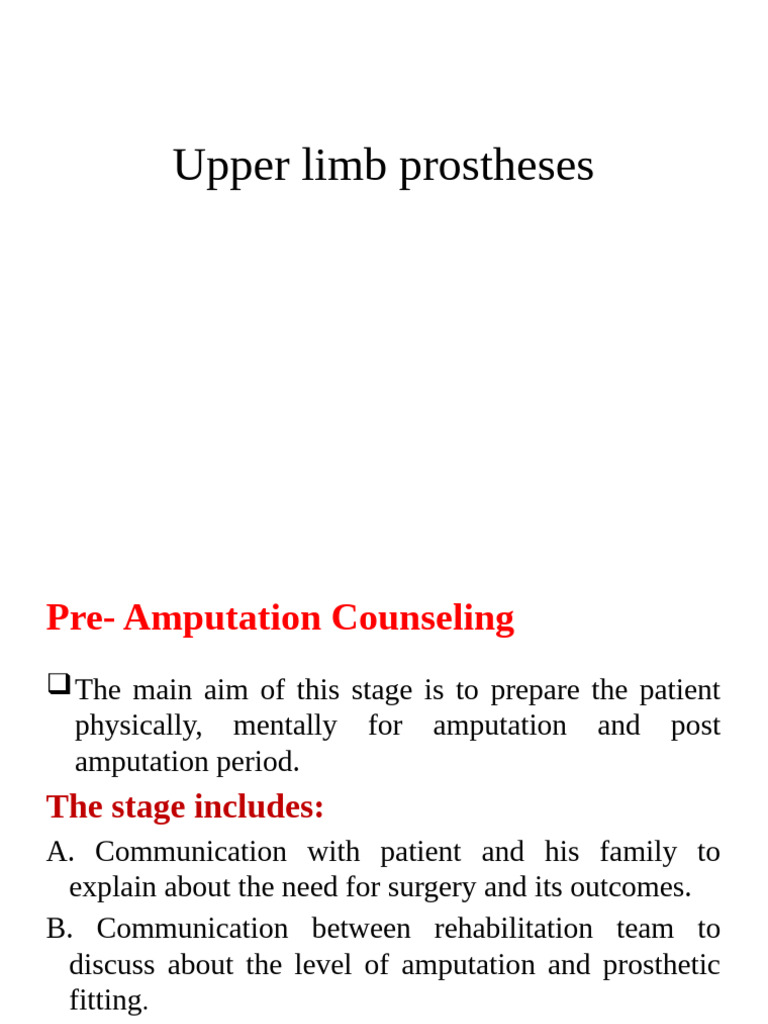 Upper Limb Prostheses Ii Pdf Prosthesis Amputation