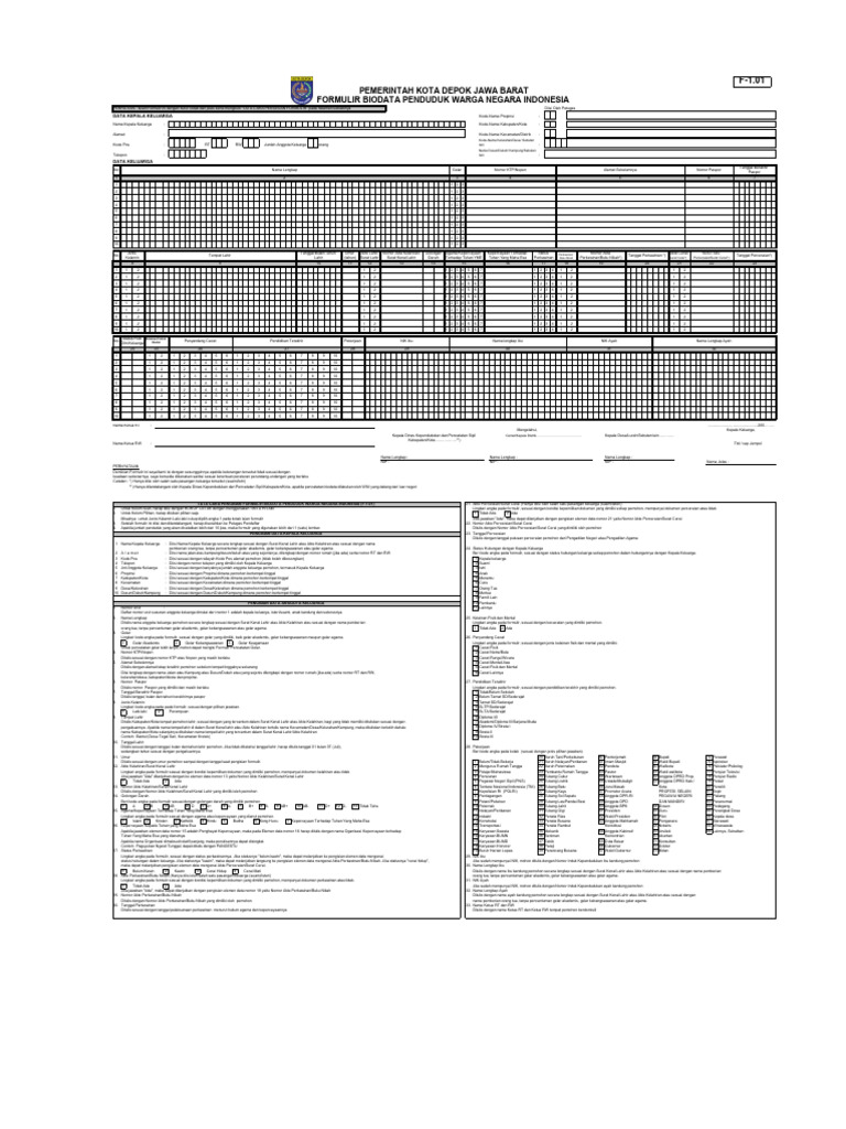 Formulir Biodata Penduduk F-1.01 | PDF