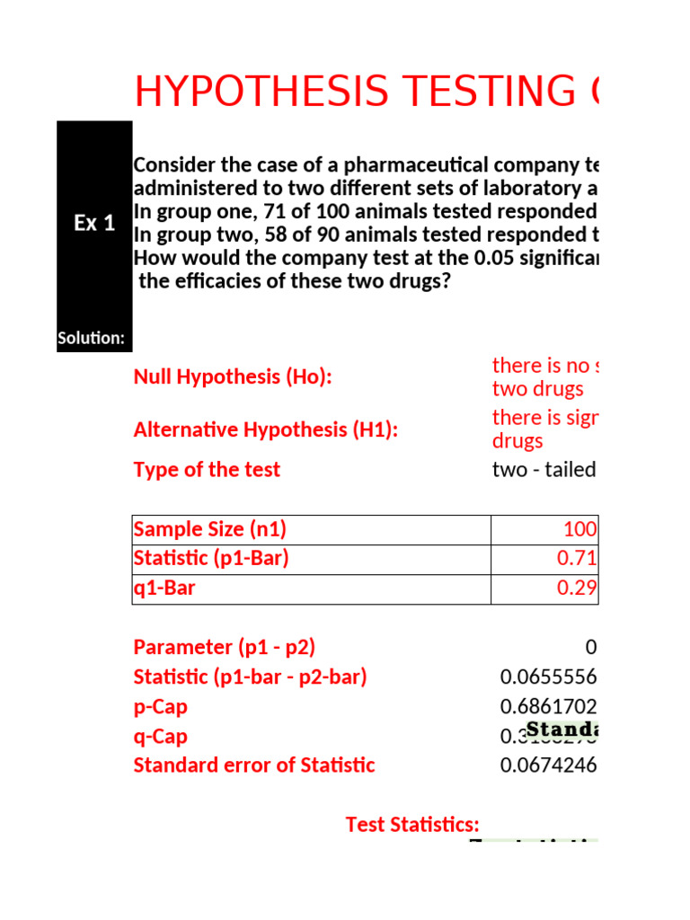 Hypothesis Testing Proportion Difference For Students | PDF ...