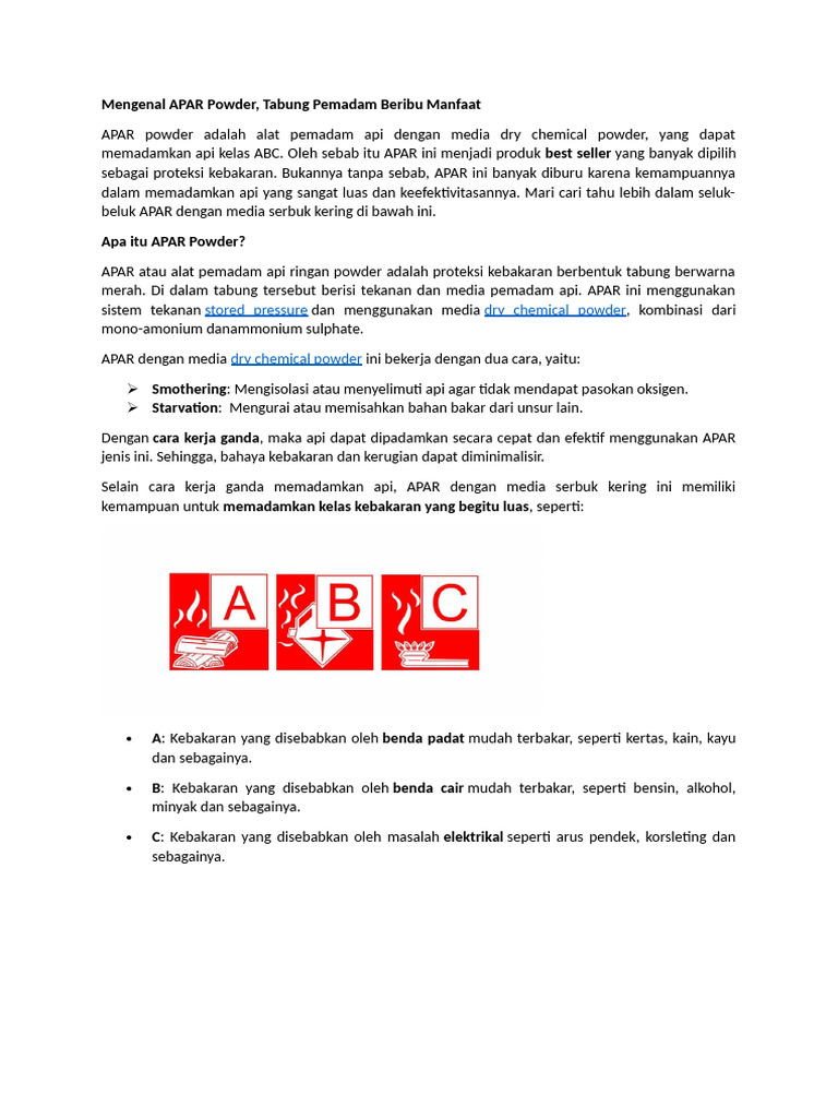 Panduan Lengkap APAR Powder | PDF