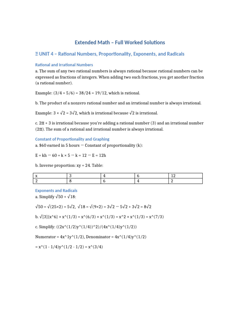 Extended Math Full Worked Solutions (2) | PDF
