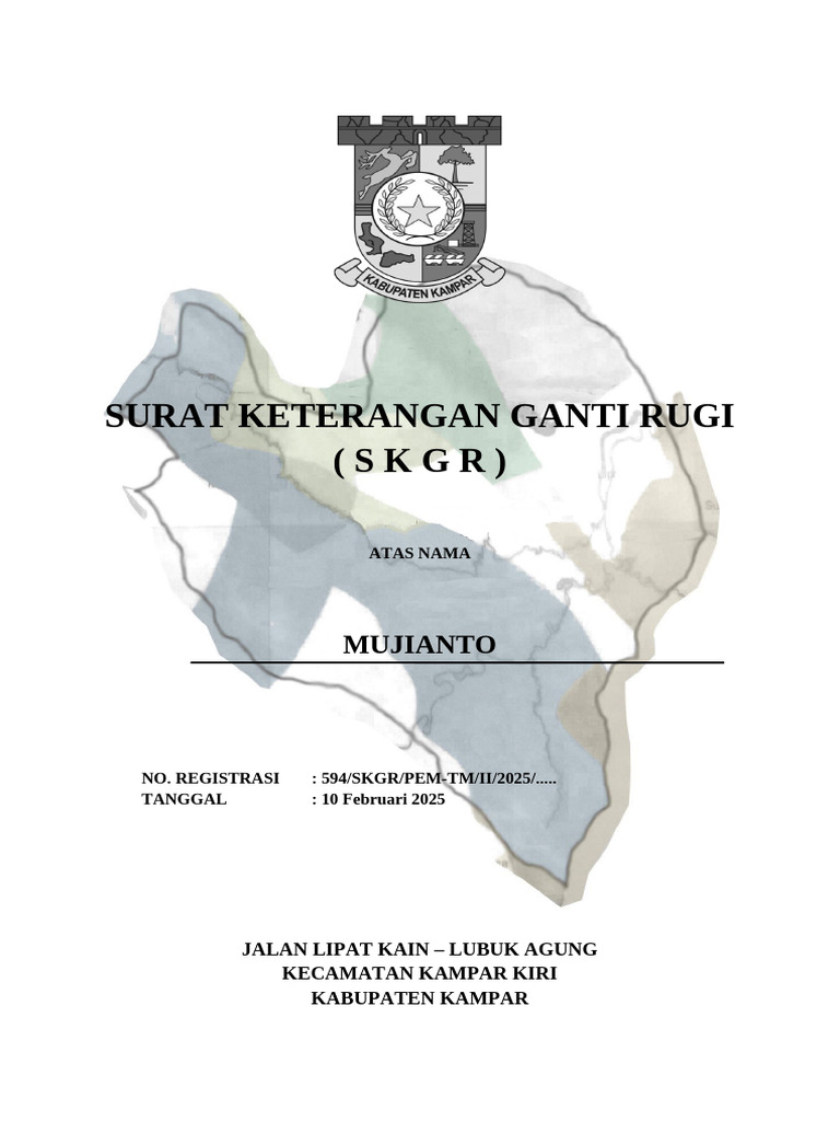 Surat Keterangan Ganti Rugi - Mujianto | PDF