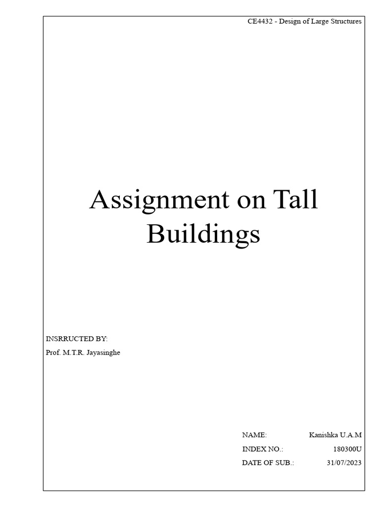 180300U - Assignment On Tall Buildings | PDF | Deep Foundation | Column
