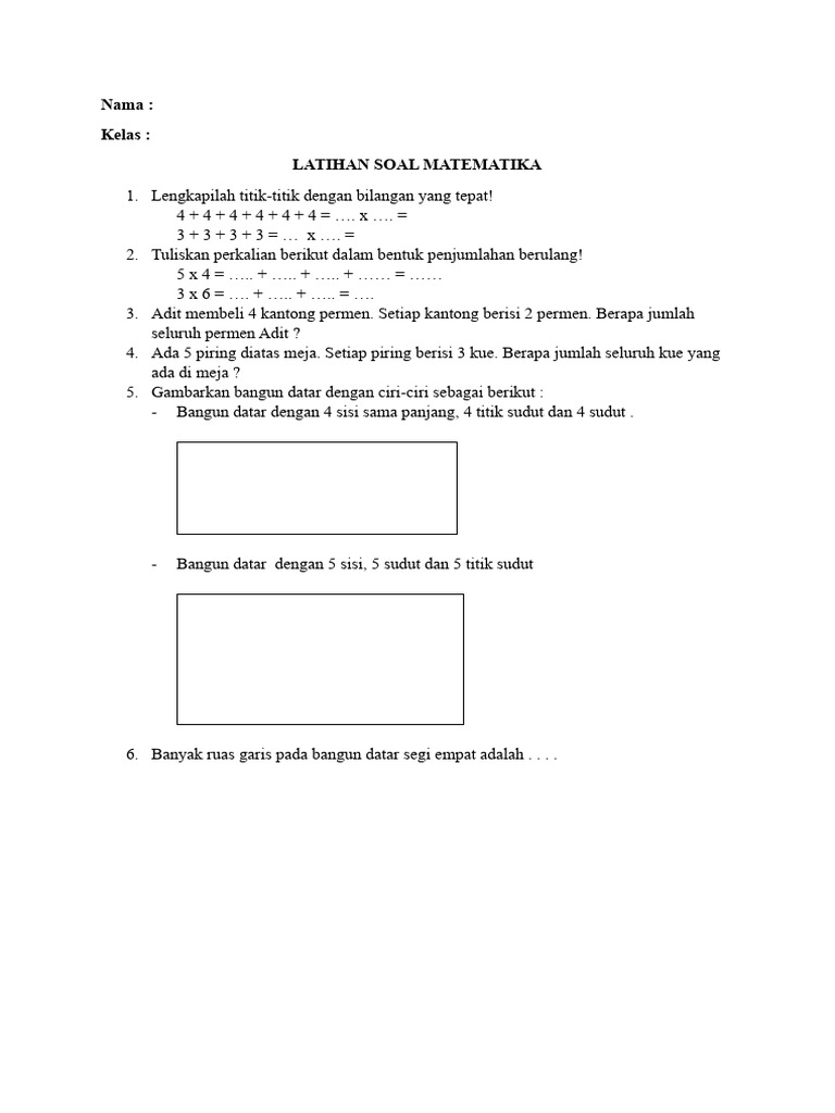 Kisi Kisi MTK Part 1 | PDF