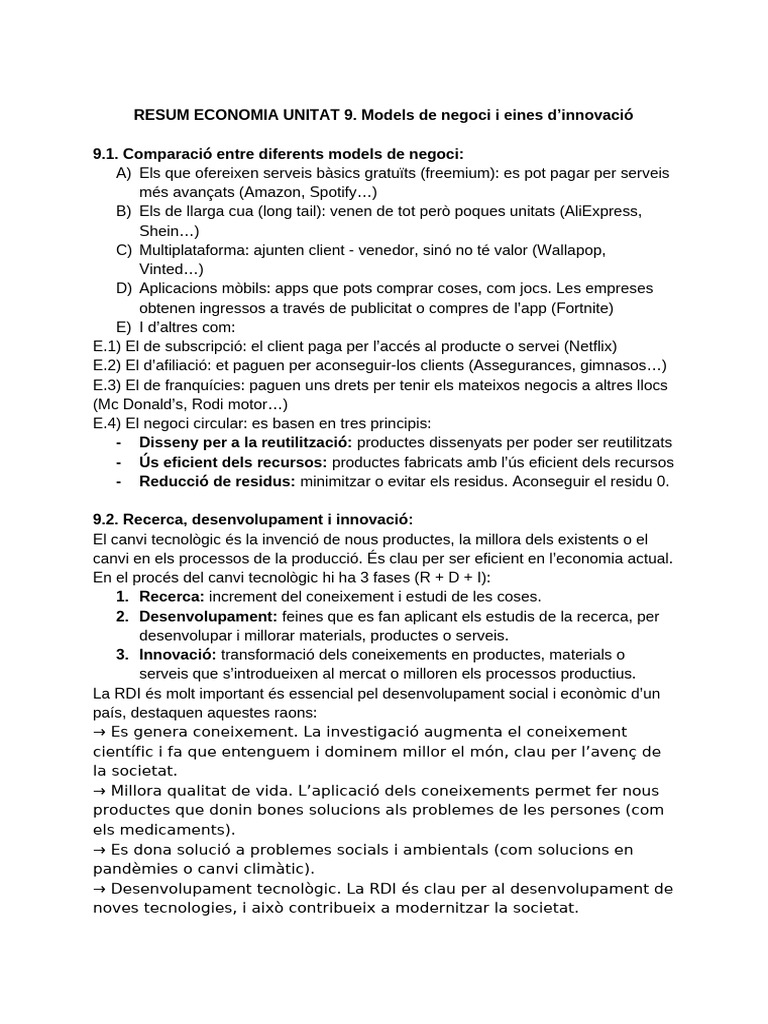 Resum Eco Unitat 9 | PDF