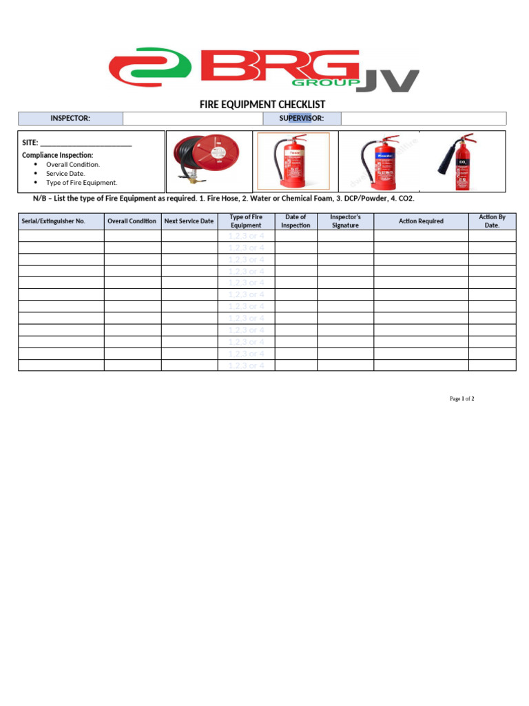 Checklist - Fire Equipment - 2021 | PDF