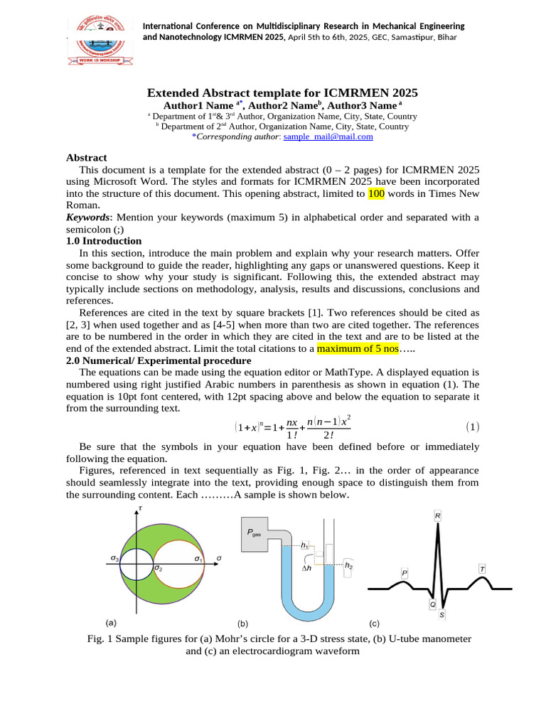 Extended Abstract Template | PDF