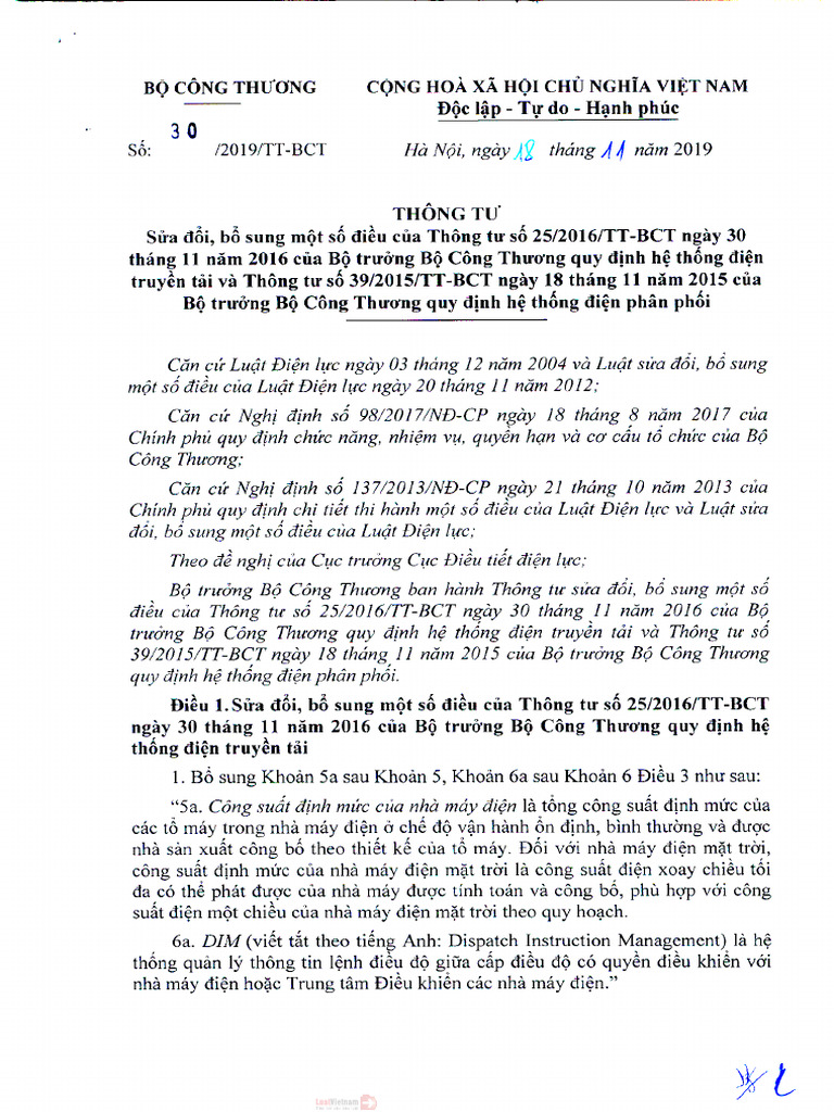 Thong Tu 30 2019 Tt Bct Sua Doi Thong Tu 25 2016 Tt Bct Va Thong Tu 39 2015 Tt Bct | PDF