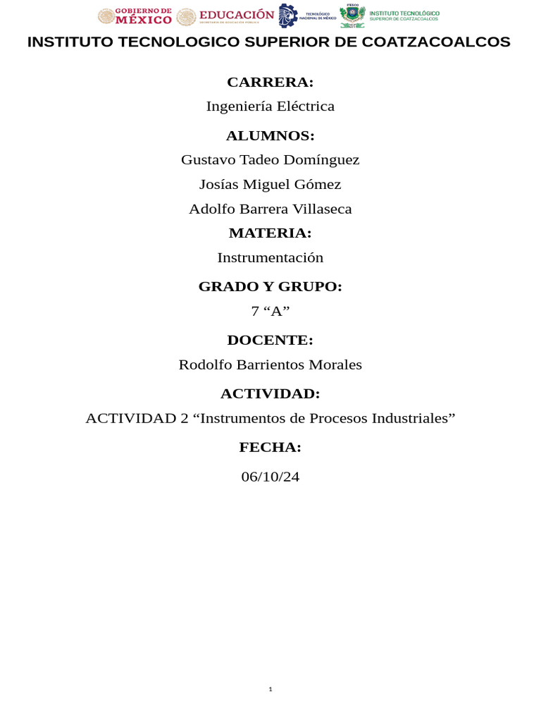 Instrumentos de Proceso Industrial | PDF | Sensor | Electricidad