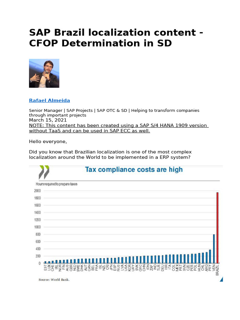 SAP Brazil Localization Content - CFOP Determination in SD | PDF | Computing
