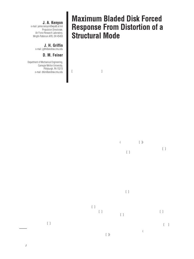 Maximum Bladed Disk Forced Response From Distrotion of A Structural ...