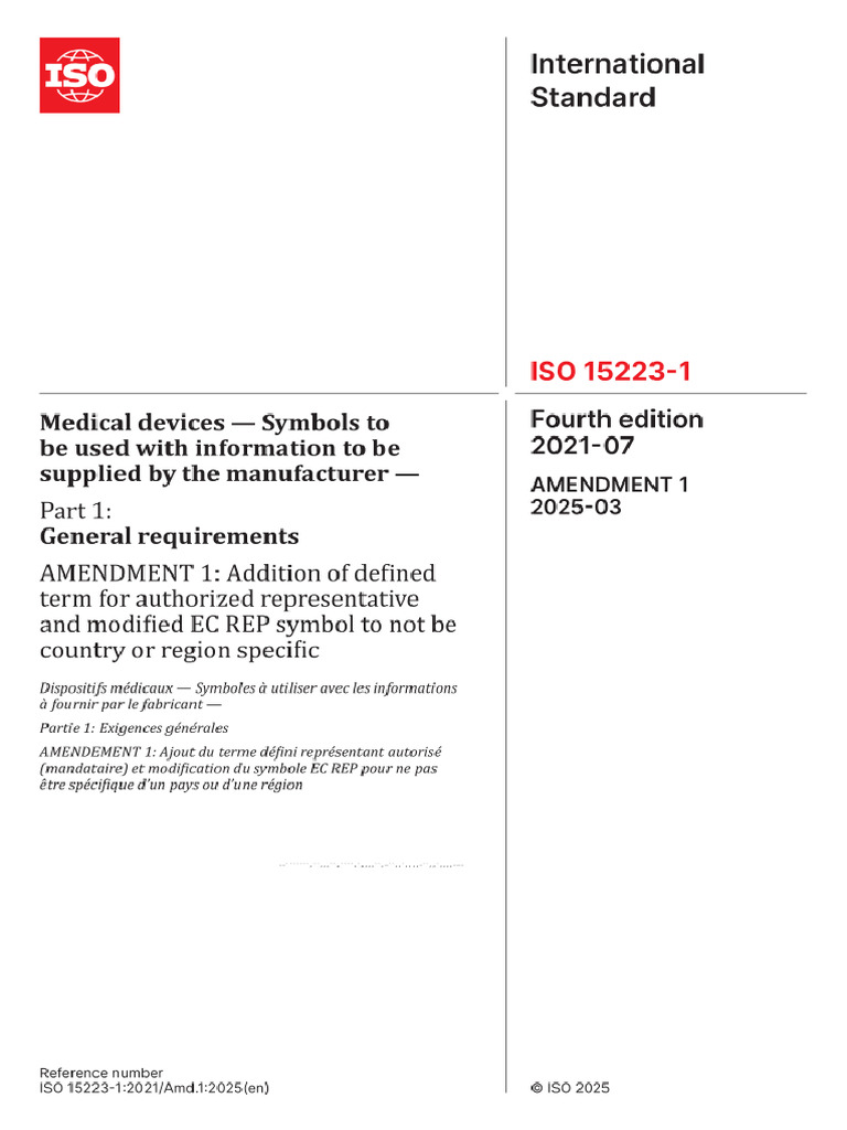 Iso 15223-1 Amd 1-2025 | PDF