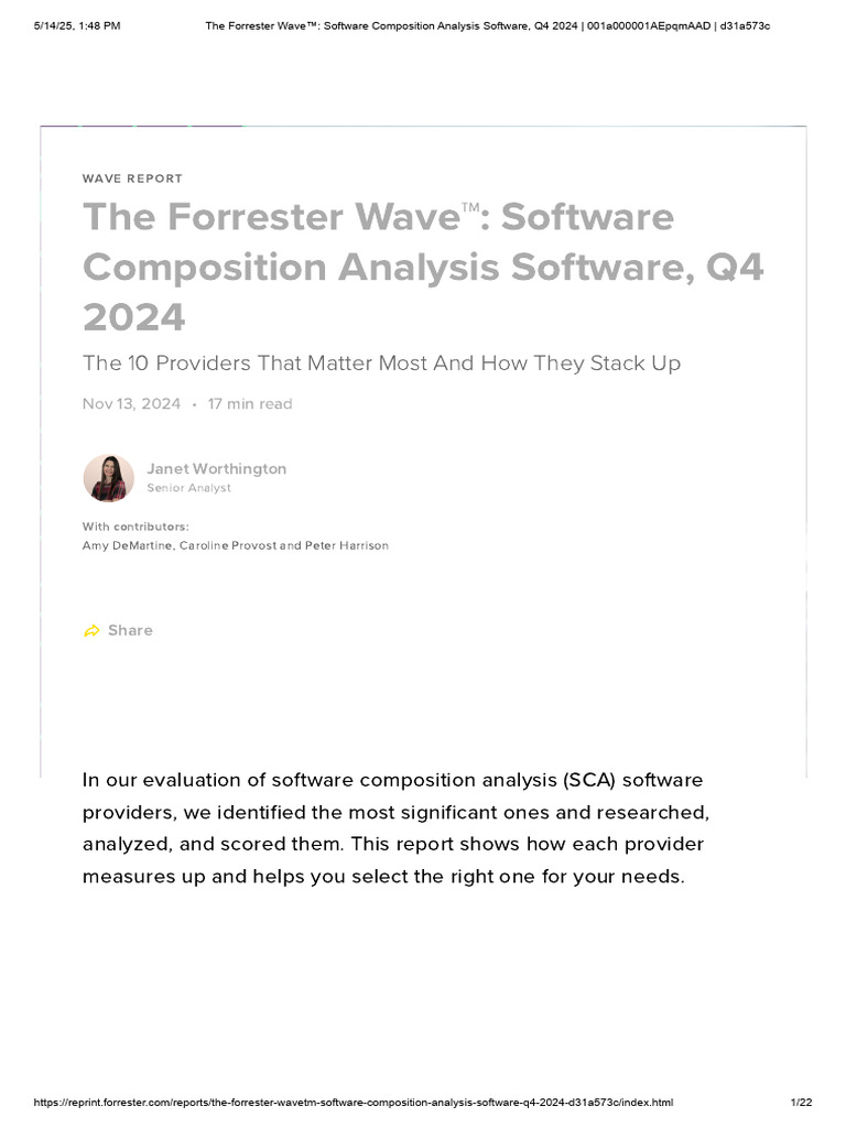 The Forrester Wave™ - Software Composition Analysis Software, Q4 2024 ...