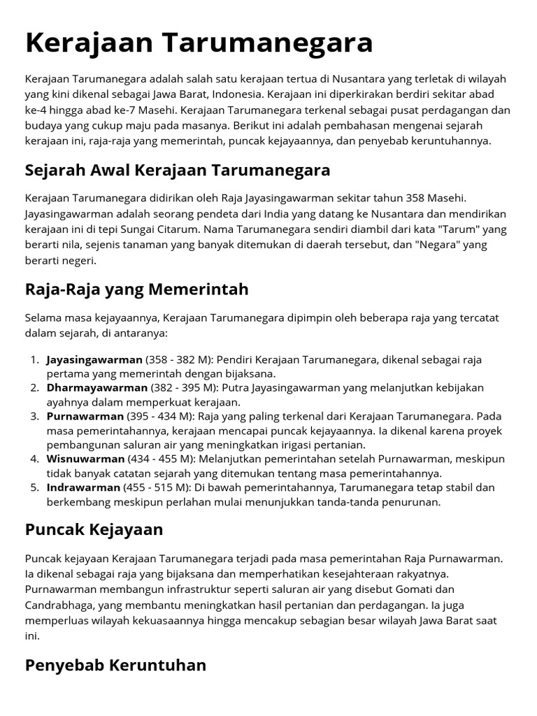 Sejarah Kerajaan Tarumanegara 20250423 182631 0000 | PDF
