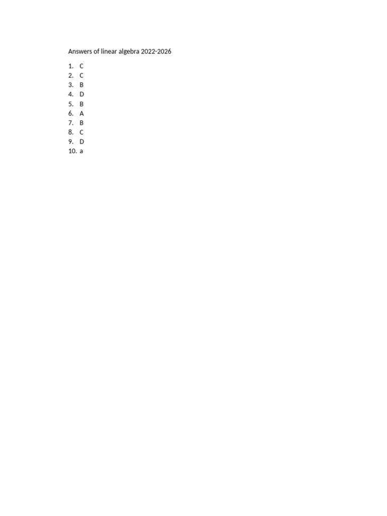 Answers of Linear Algebra 2022 | PDF