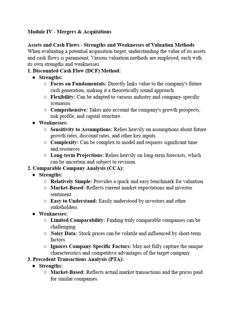 Business Valuation Module 4 | PDF | Mergers And Acquisitions | Valuation (Finance)
