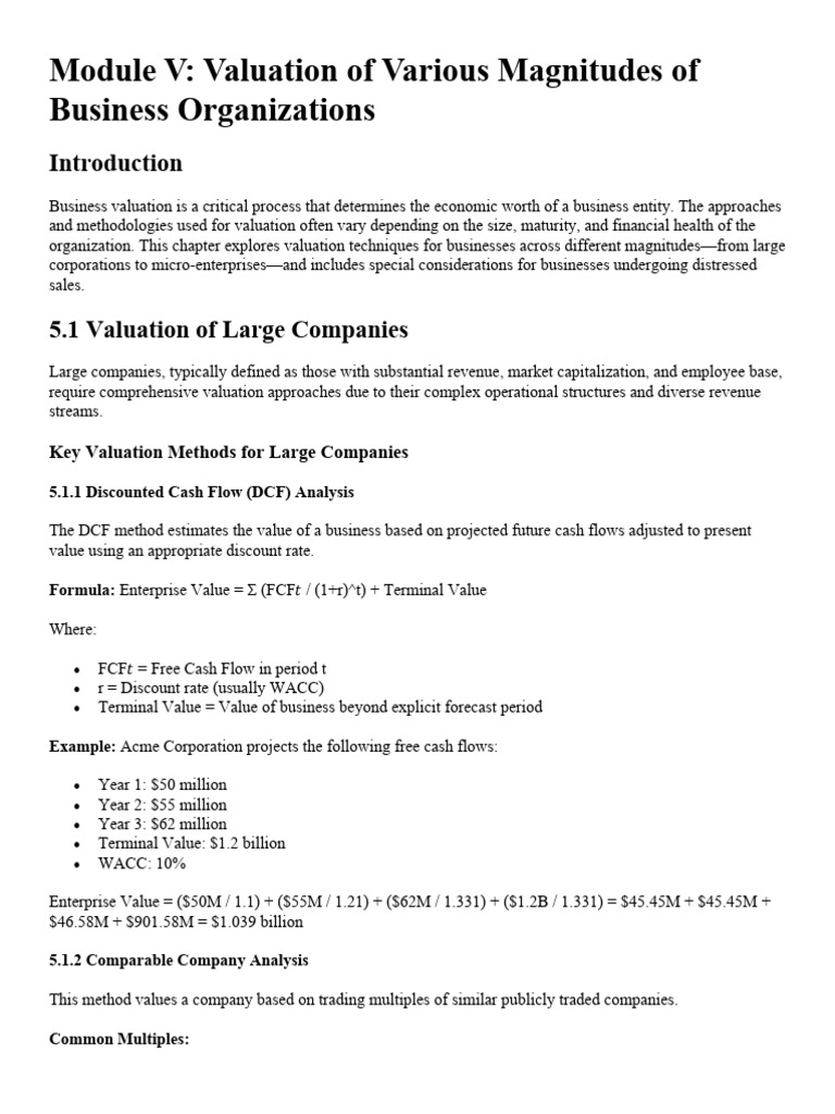 Business Valuation Module 5 | PDF | Valuation (Finance) | Discounted Cash Flow