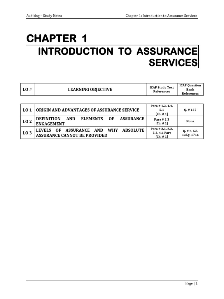 Chapter 1 Assurance Services | PDF | Audit | Internal Control