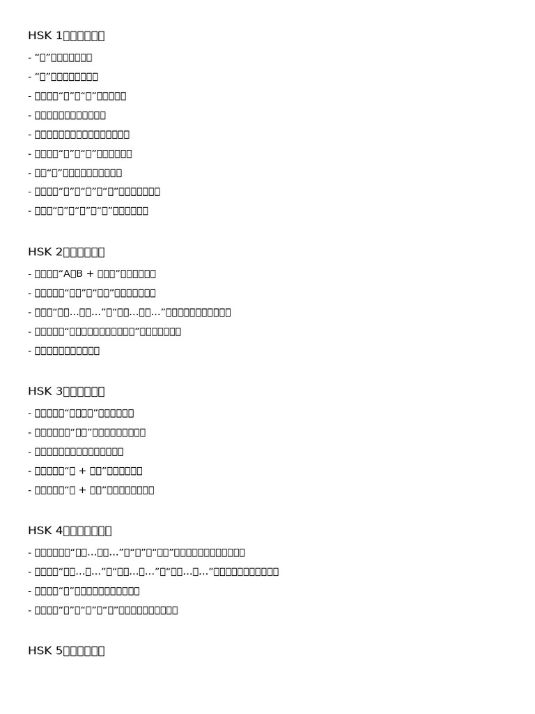 HSK1-5 Grammar List | PDF