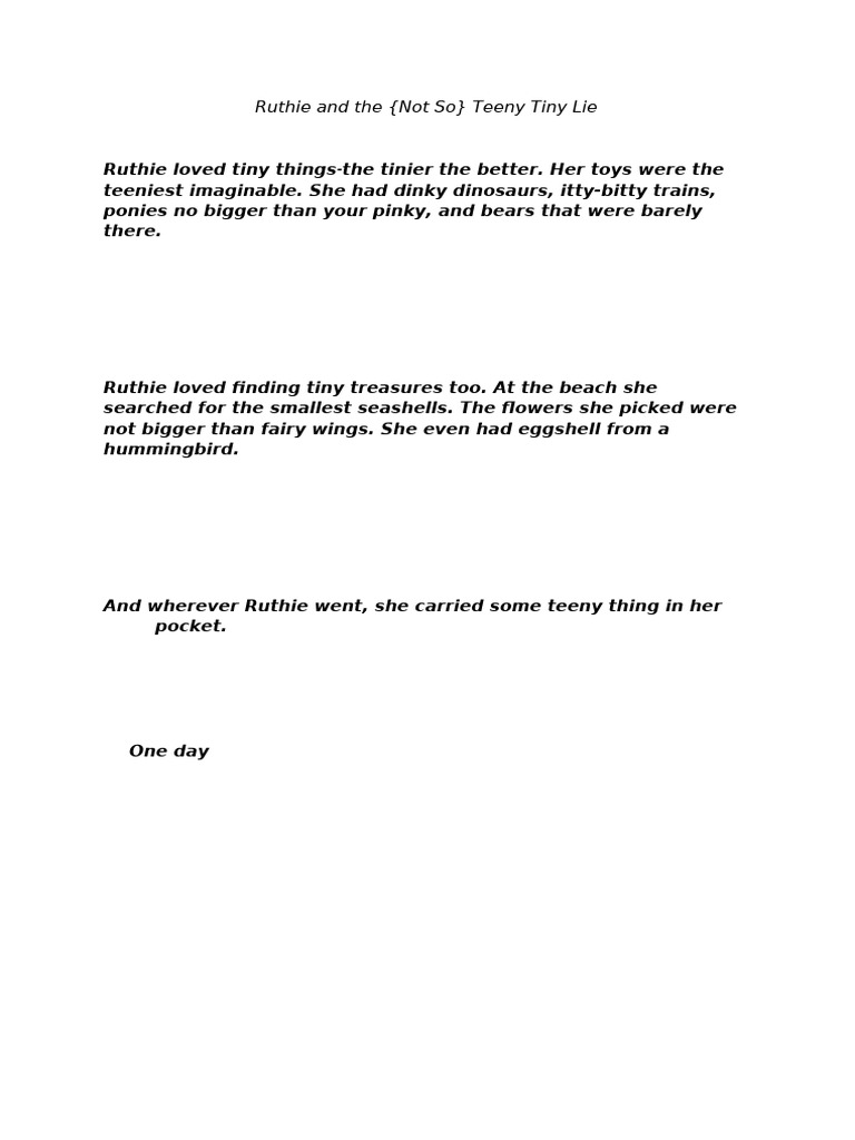 Ruthie and The Not So Teeeny Tiny Lie | PDF