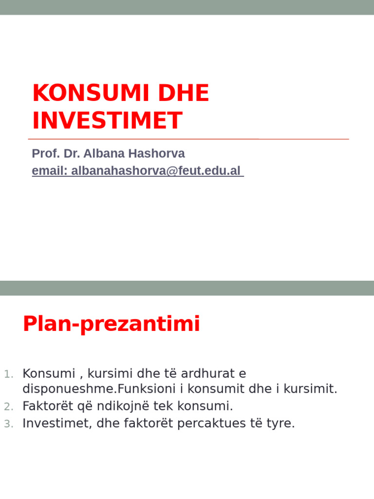 Konsumi Dhe Investimet | PDF