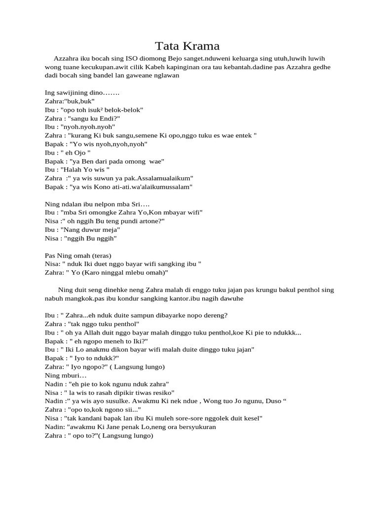 Tata Krama B.jawa (Drama) | PDF
