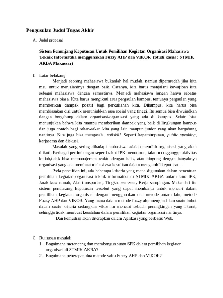 Algoritma Fuzzy AHP & Vikor | PDF