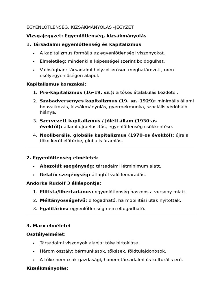 EGYENLŐTLENSÉG-JEGYZET | PDF