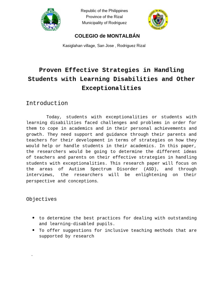 Proven Effective Strategies in Handling Students With Learning ...