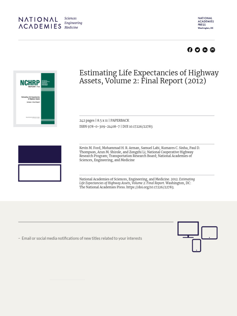 Estimating Life Expectancies of Highway Assets, Volume 2: Final Report (2012) | PDF | Risk | Science