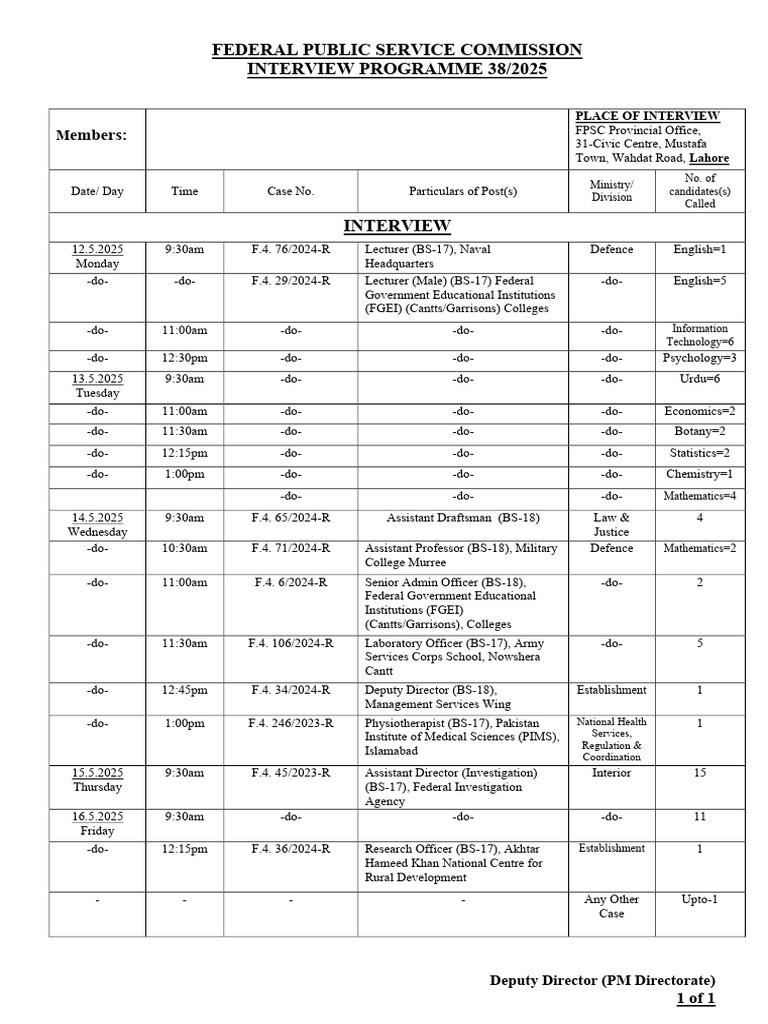 2025 05 06 05 39 47 Interview Prog No.38.2025 Lahore | PDF | Pakistan