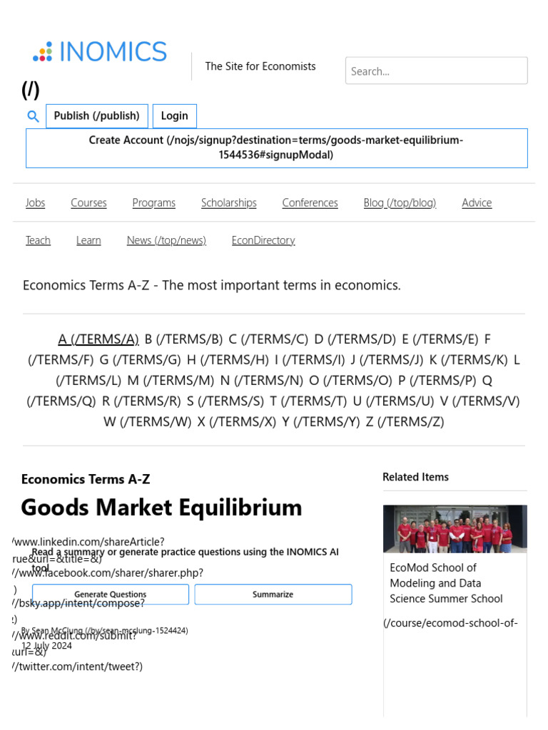 Goods Market Equilibrium - INOMICS | PDF | Interest | Economic Equilibrium