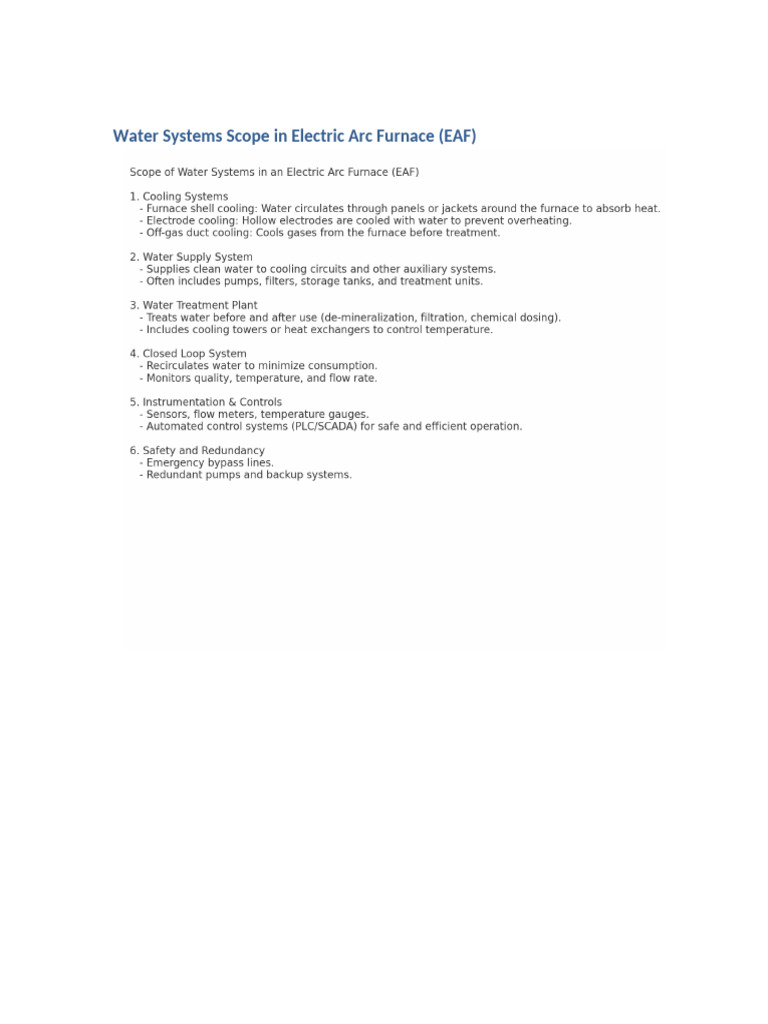 EAF Water Systems Scope Report | PDF